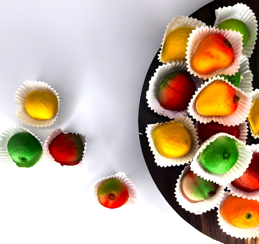 Bergen Marzipan 54 Piece Assorted Fruit Box Tray Net Weight 25 oz ...
